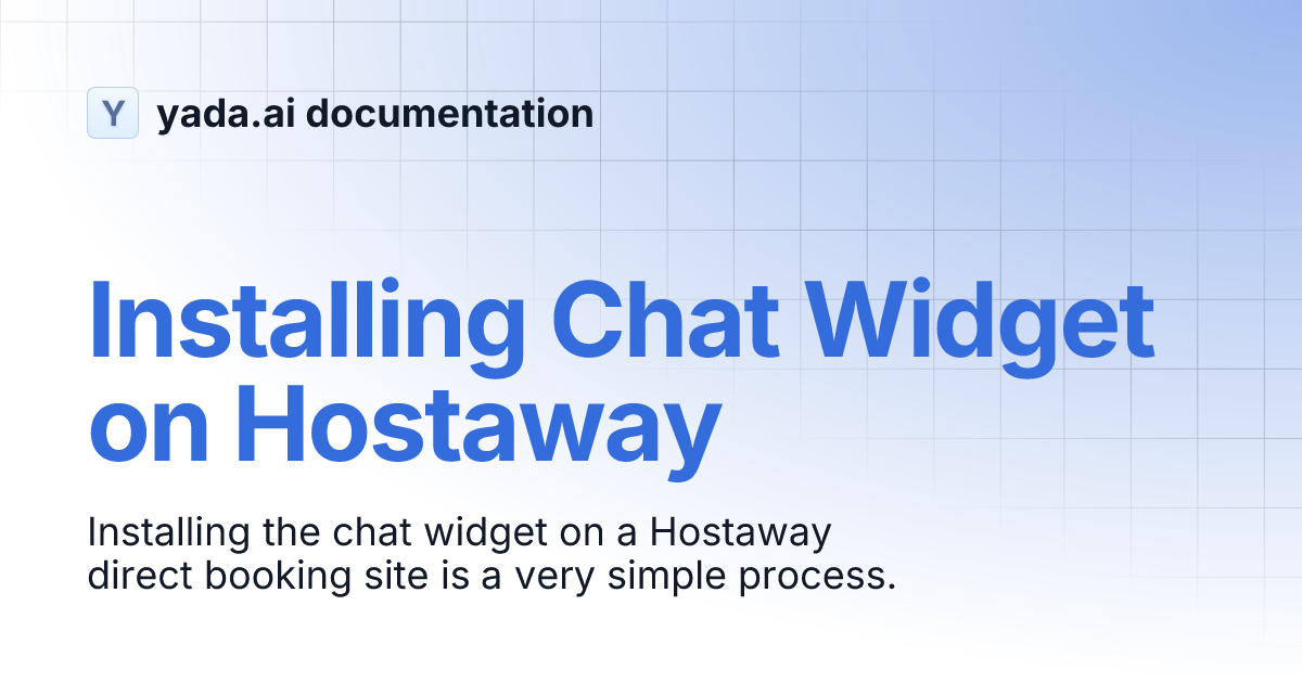Installing Chat Widget on Hostaway | yada.ai documentation